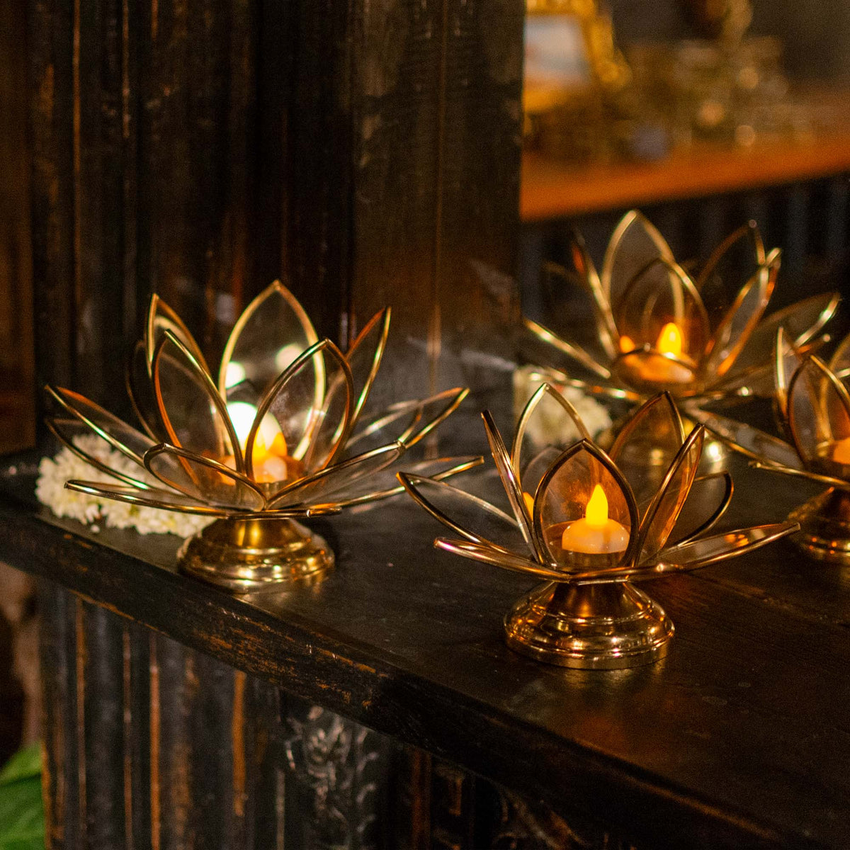 Buy T-Light Holder | Lotus Stainless Steel T-Light Stand (Gold Finish ...