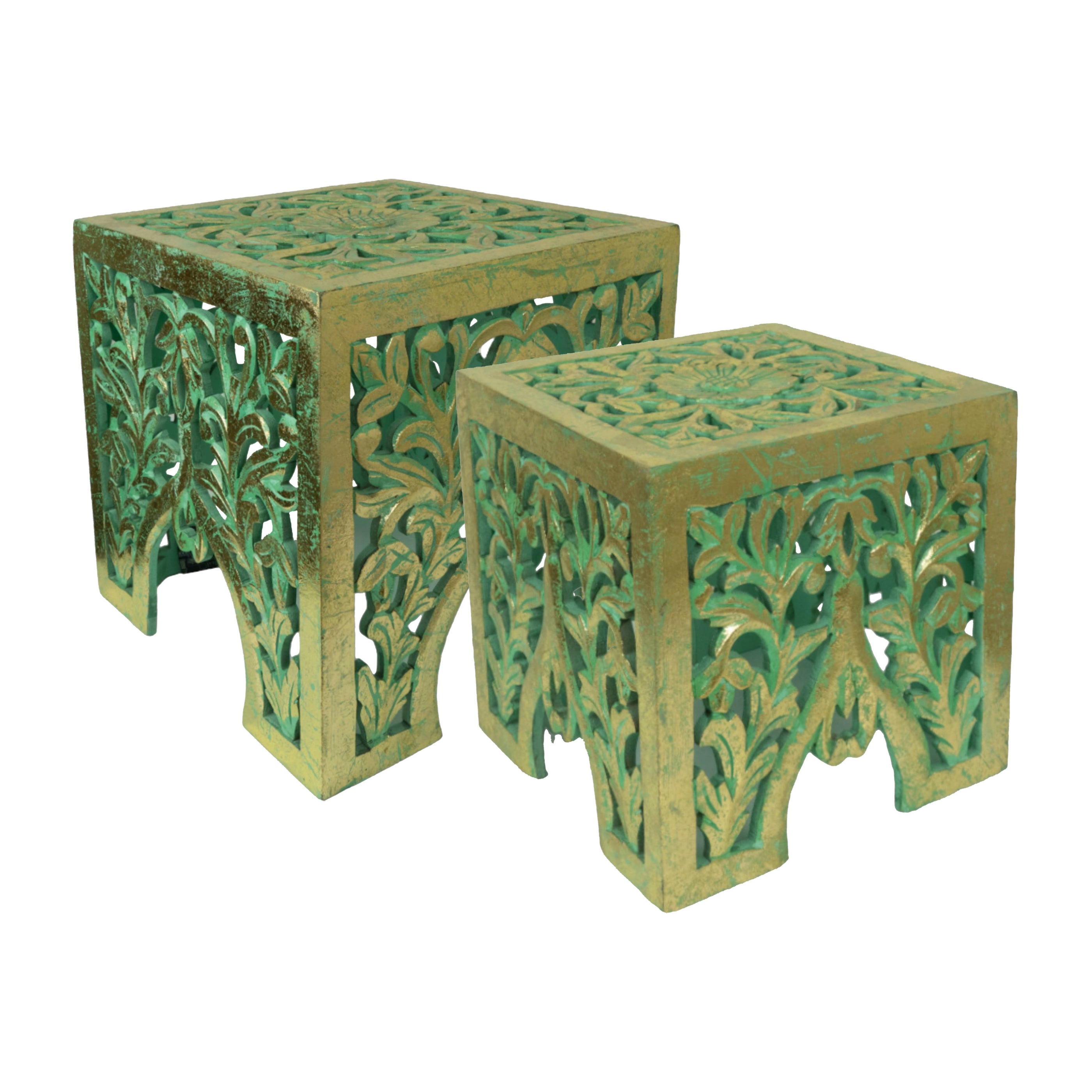 Buy side tables | Green Gold Box Shaped Tables - Set of 2 | Shop at The ...